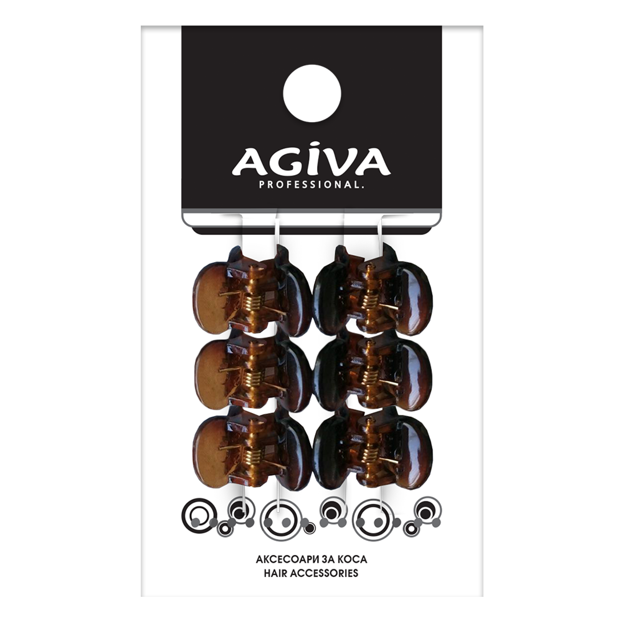 AGIVA PRO мини щипка за коса, малка, кафява х 4 бр HC-002A | Аптека Феникс