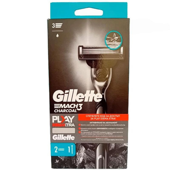 ЖИЛЕТ MACH 3 CHARCOAL самобръсначка за мъже + 2 ножчета СТИКЕР PLAY ...