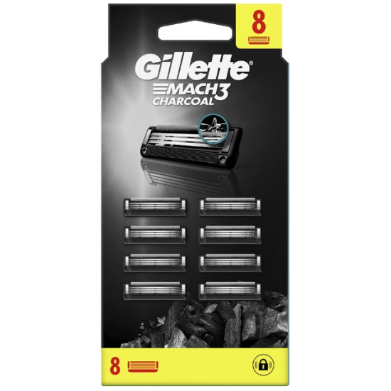 GILLETTE MACH 3 CHARCOAL ножчета за бръснене за мъже х 8 бр | Аптека Феникс