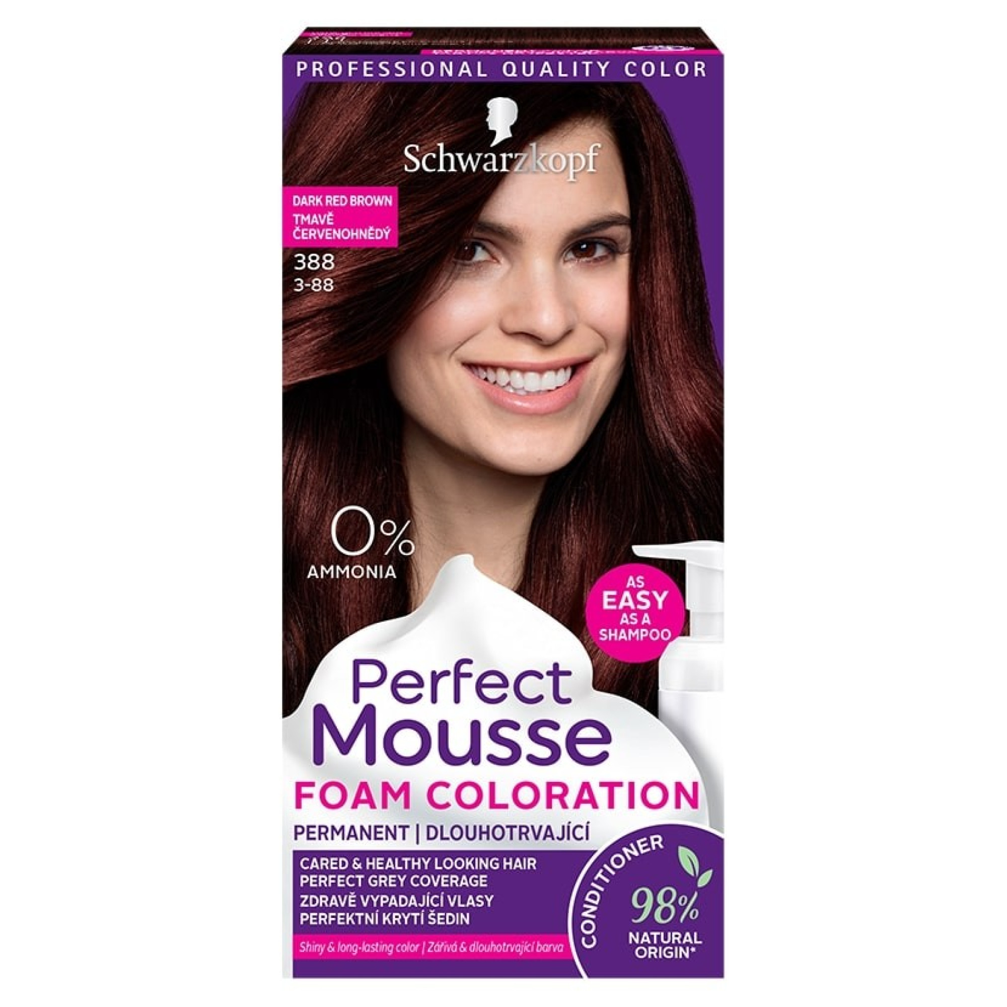 PERFECT MOUSSE боя за коса 388 ТЪМНО ЧЕРВЕНО-КАФЯВ | Аптека Феникс