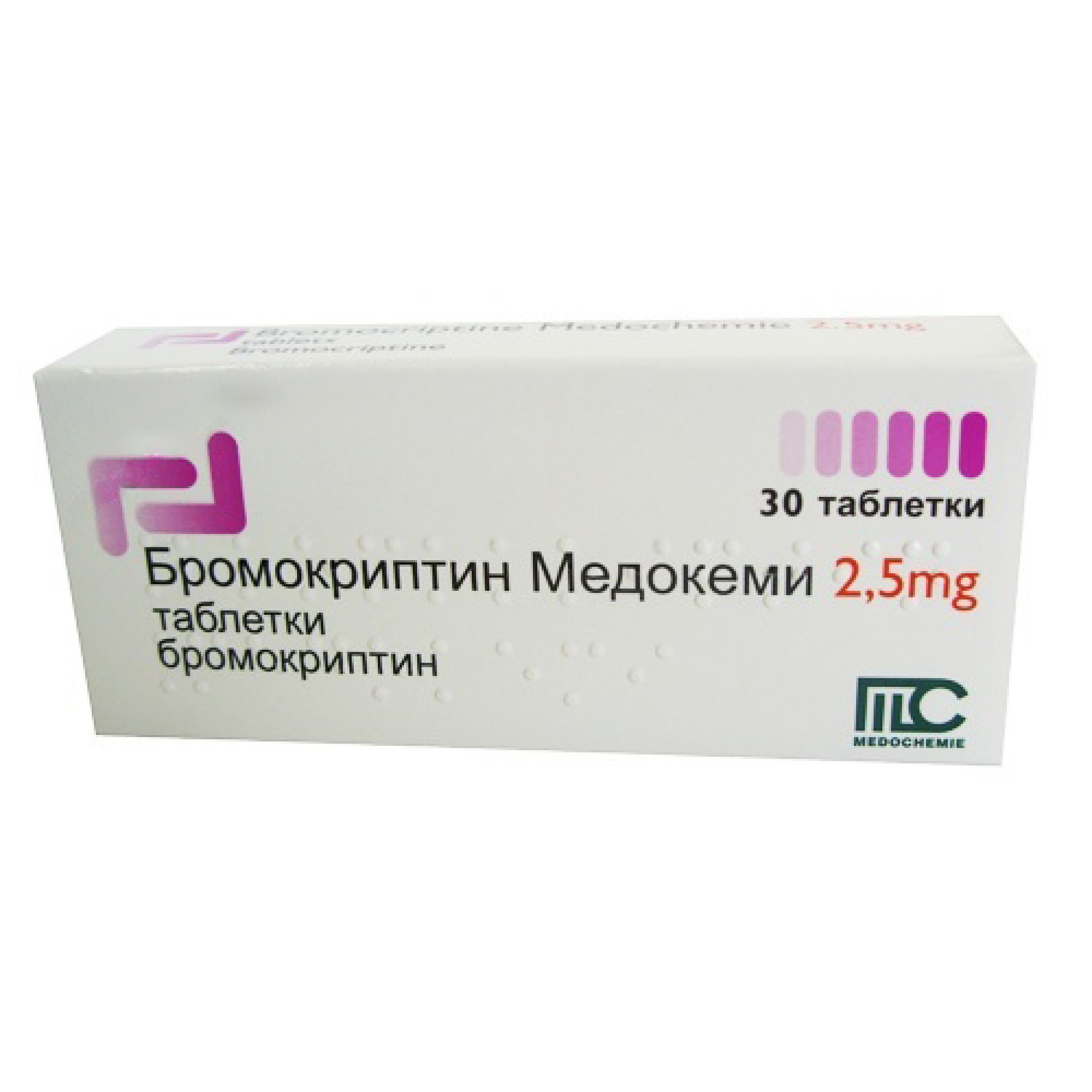 БРОМОКРИПТИН МЕДОКЕМИ табл 2.5 мг х 30 бр MEDOCHEMIE | Аптека Феникс