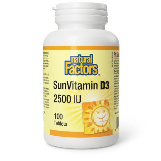 ВИТАМИН D3 2500 IU SUNVITAMIN табл x 100 бр NATURAL FACTORS | Аптека Феникс