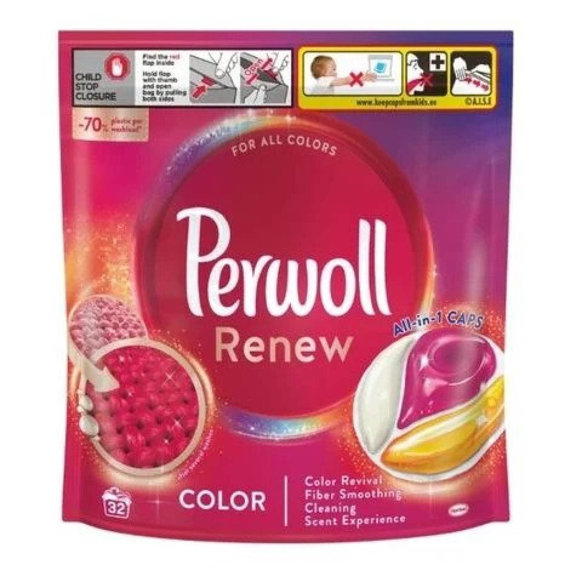 ПЕРВОЛ RENEW ALL in 1 CAPS COLOR капсули за цветно пране х 32 бр ...