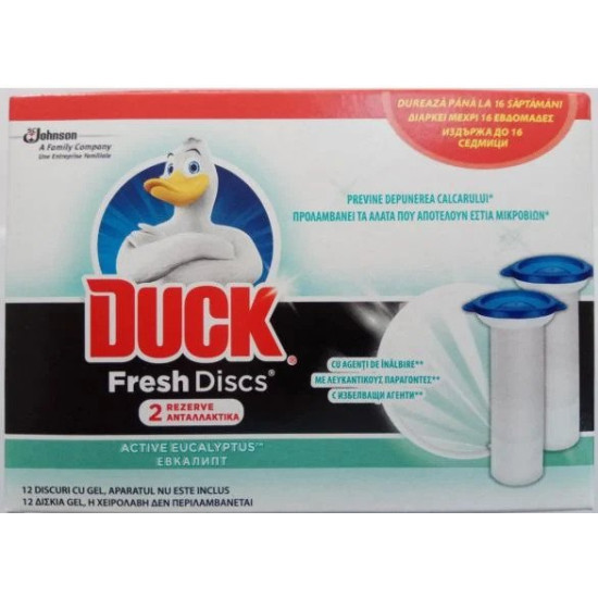 DUCK FRESH DISCS EUCALYPTUS WC гел ароматизатор-диск за тоалетна х 6 бр ...