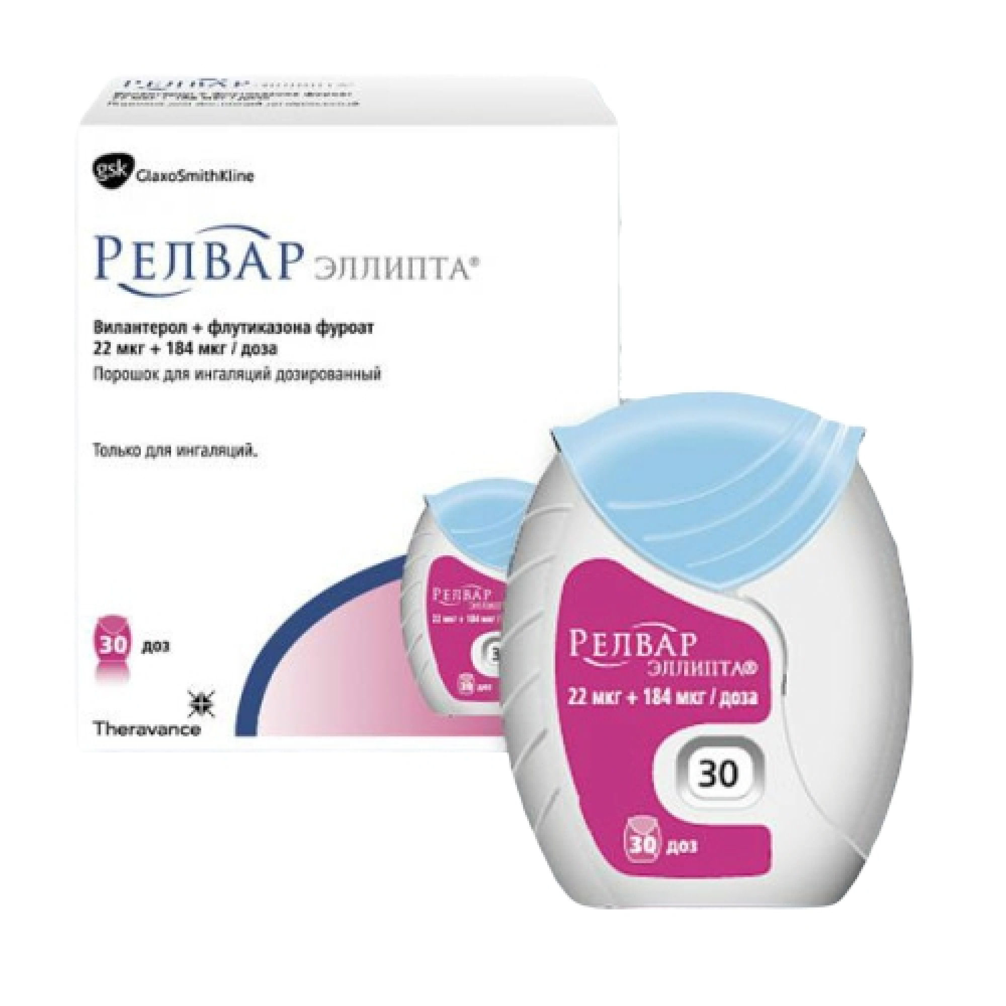 РЕЛВАР ELLIPTA инх 184/22 мкг х 30 дози | Аптека Феникс
