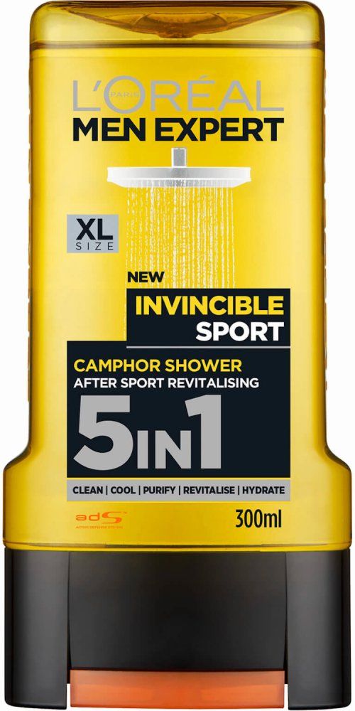 L'OREAL MEN EXPERT INVINCIBLE SPORT 5in1 ревитализиращ душ гел за лице коса и тяло за мъже 300 ...