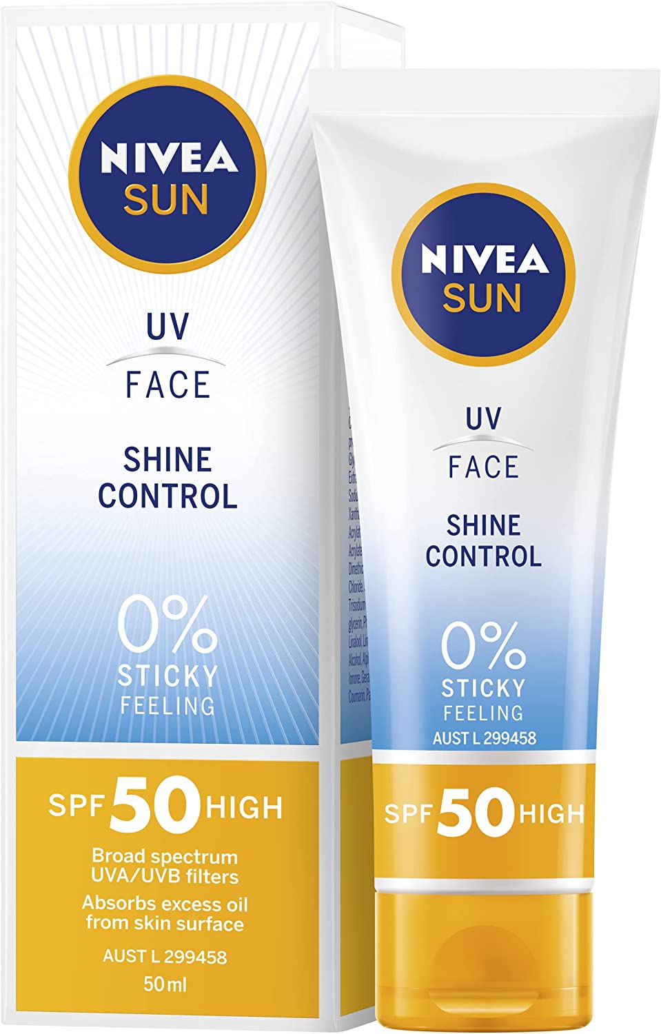 НИВЕА SUN UV FACE SHINE CONTROL SPF50 слънцезащитен крем за лице 50 мл ...